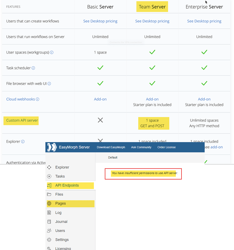 Server functionality / licensing - Server - EasyMorph Community - Data ...