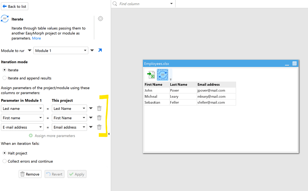Reorder parameters in Iterate/Iterate table/Run another module [DONE] - Feature requests ...