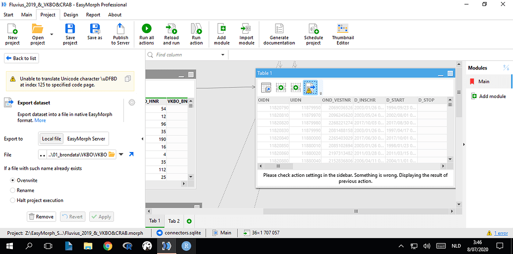 Problem Export Dataset Support Easymorph Community Data Preparation Professionals And