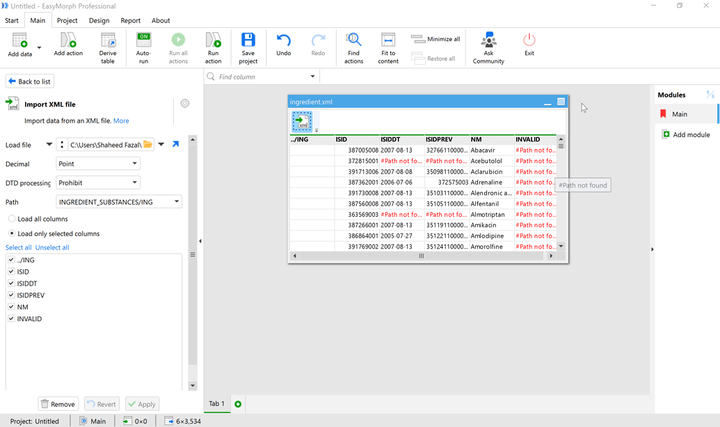 Path not found error in importing XML - Support - EasyMorph Community - Data preparation ...
