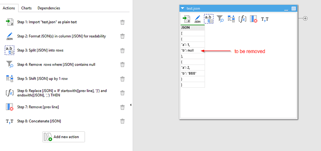 How to remove JSON properties that are nulls - EasyMorph Community - Data preparation ...