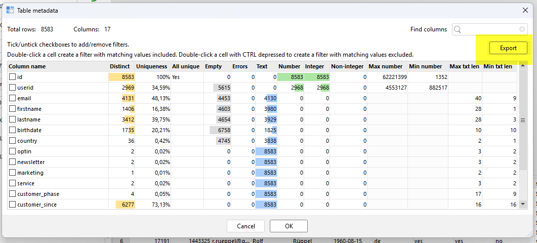 CSViewer export MetaData table view - Feature requests - EasyMorph ...